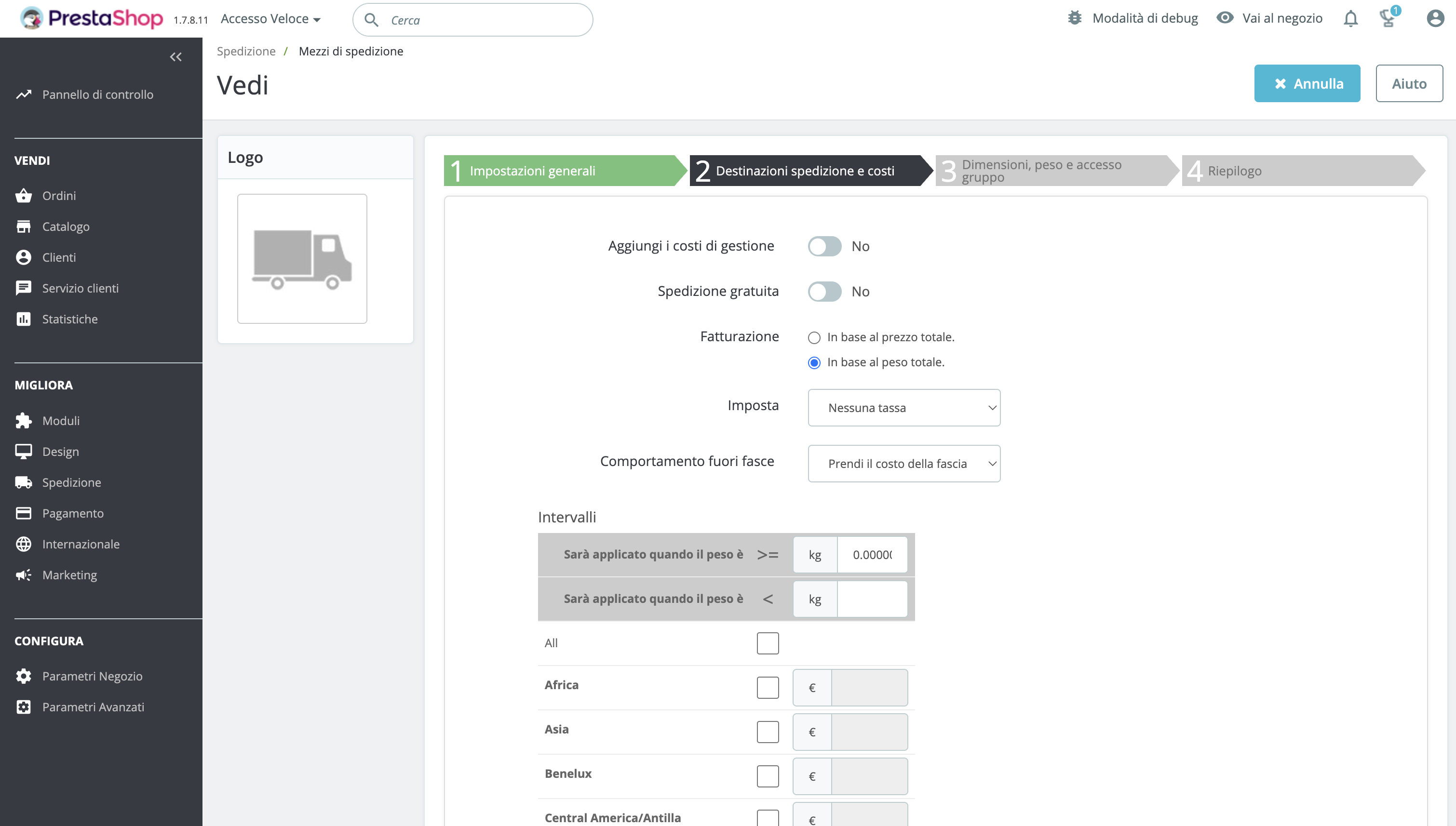 Imposta i tuoi metodi di spedizione in PrestaShop – Sendcloud Help Center